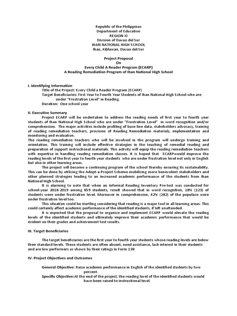 Raising Reading Levels and Academic Performance: A Proposal for an ...