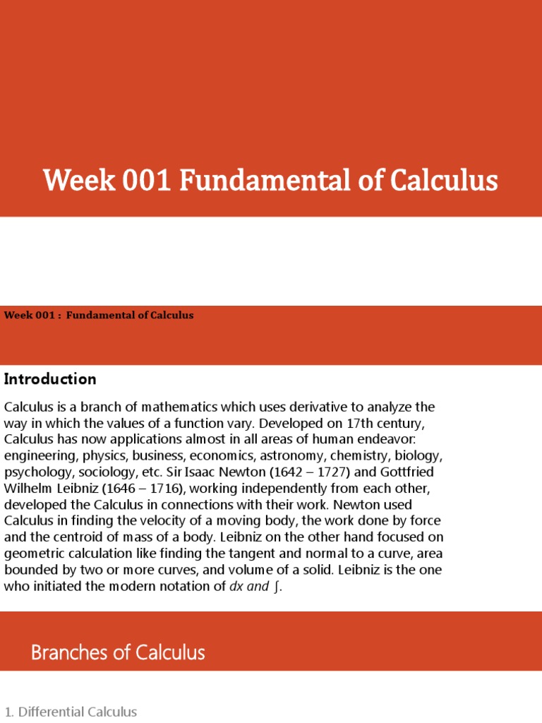 Week 001 Fundamental of Calculus | PDF | Calculus | Derivative