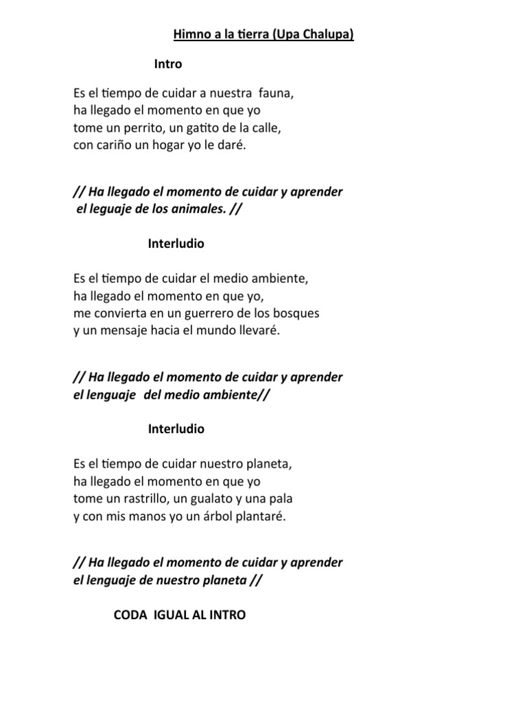 Himno A La Tierra Letra | PDF