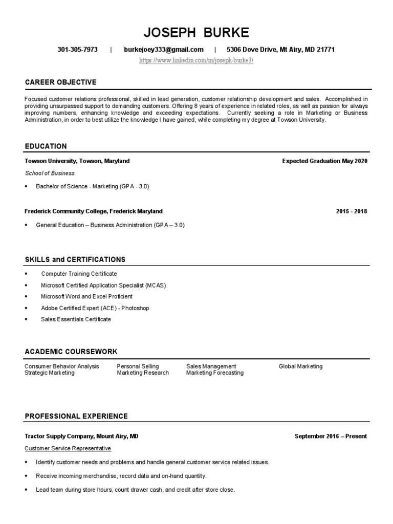Joseph Burke-Resume-Feb 2020 | PDF | Sales | Marketing