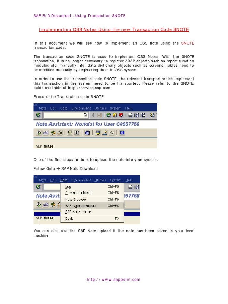 Applying OSS Note Using SNOTE | Download Free PDF | Computer Data | Computer Engineering