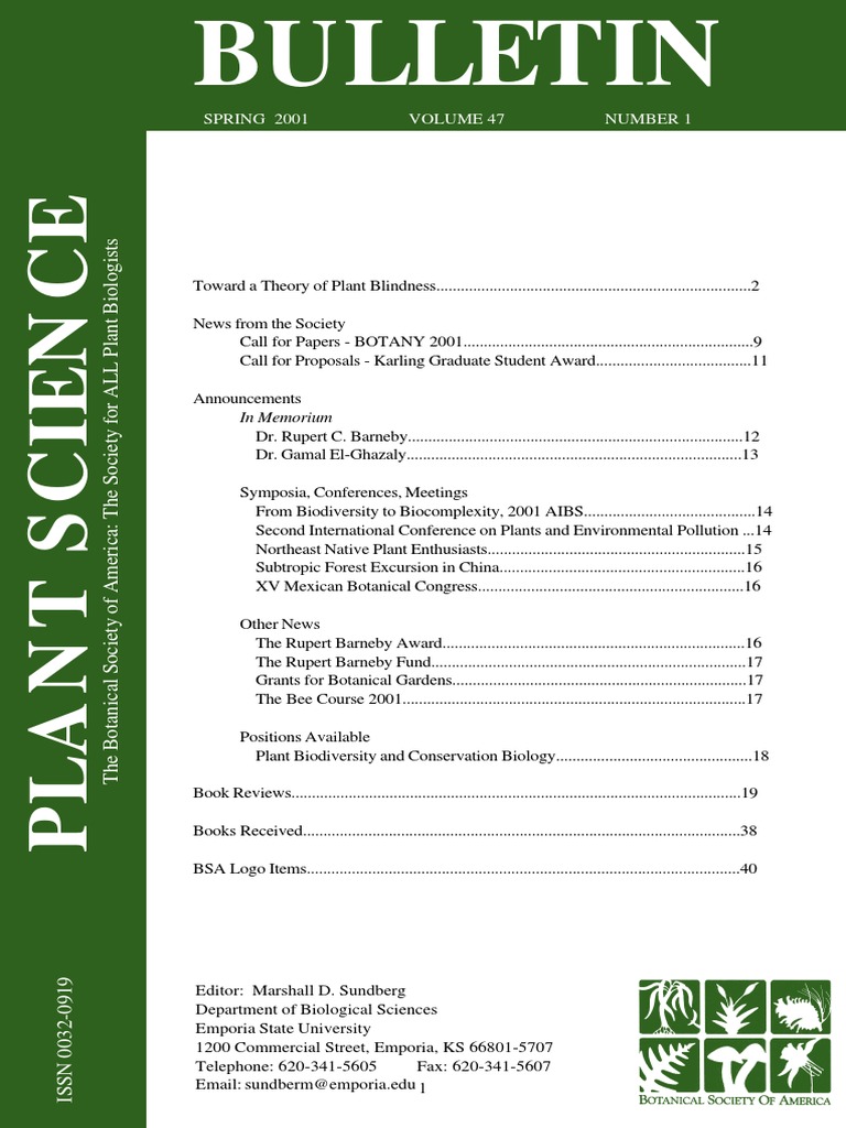 Toward A Theory of Plant Blindness (WANDERSEE, SCHUSSLER, 2001) PDF ...