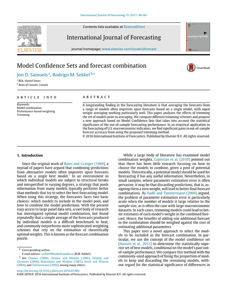 International Journal of Forecasting: Jon D. Samuels Rodrigo M. Sekkel | PDF | Forecasting ...