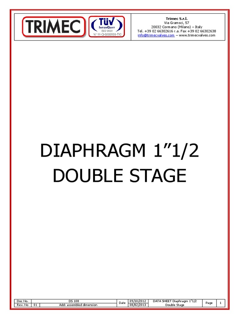 DS 108 Data Sheet Membrana 15'' Doppio Stadio REV 1 | PDF | Chemistry ...