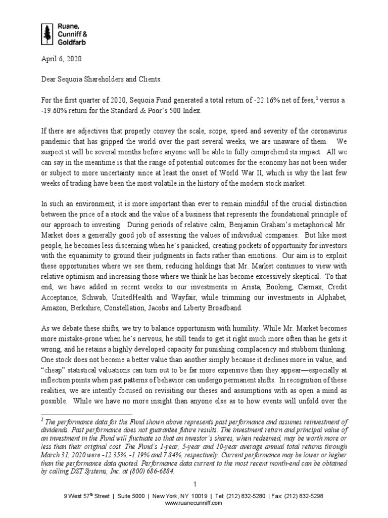 Q1 2020 - Investor Letter | PDF | Stock Market Index | Investing