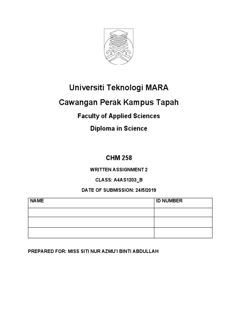Cover Page CHM 258 | PDF