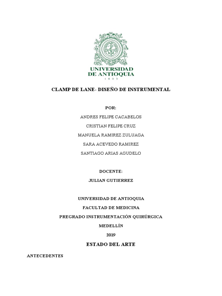 Clamp de Lane: Instrumental Quirúrgico | PDF | Cirugía | Hueso