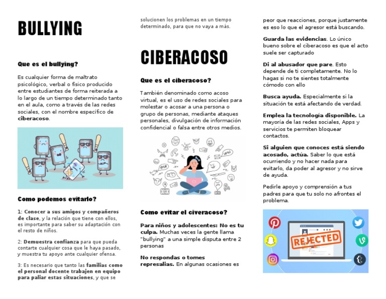 BULLYING Triptico | PDF | Acoso cibernético | comportamiento abusivo BULLYING Triptico | PDF | Acoso cibernético | comportamiento abusivo