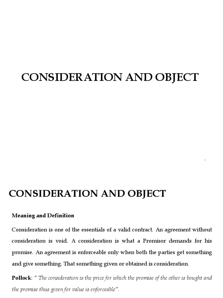 Understanding Contract Consideration Essentials | PDF | Consideration ...