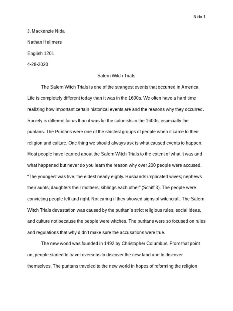 Salem Witch Trials Final | PDF | Witchcraft | Puritans