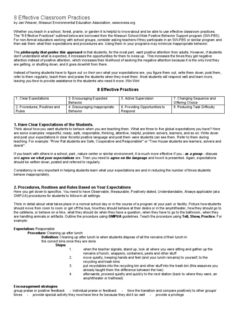 8 Effective Classroom Practices PDF | PDF | Nonverbal Communication | Learning
