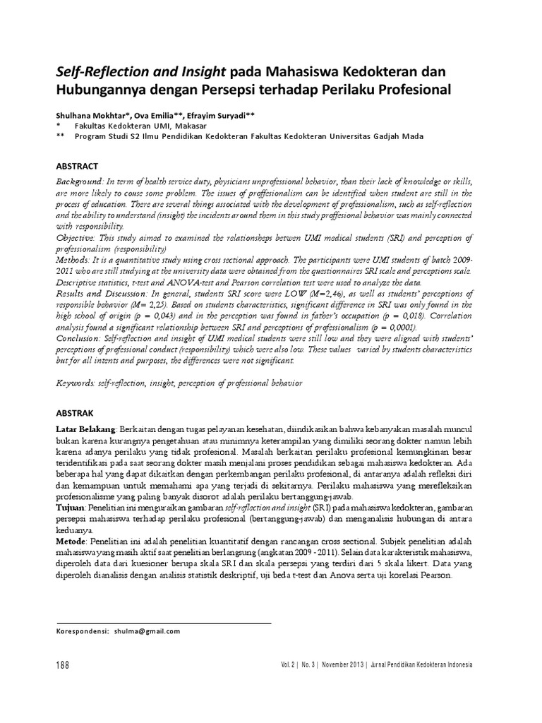Hubungannya Dengan Persepsi Terhadap Perilaku Profesional: Self ...