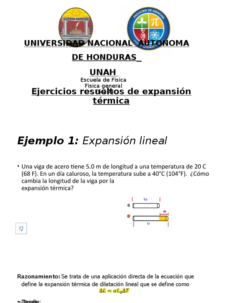 Ejercicios resueltos de expansion.pptx | Expansión térmica | Temperatura