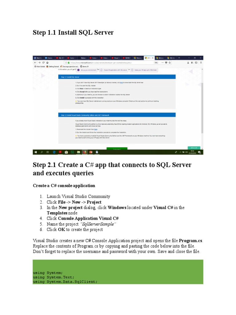 Primeros Pasos en SQL Server | PDF | Microsoft Sql Server | C Sharp (Programming Language)