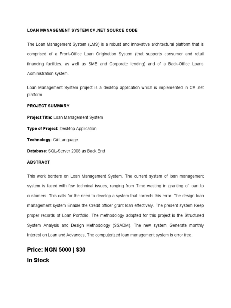 Loan Management System C .Net Source Cod | PDF | Banks | Loans