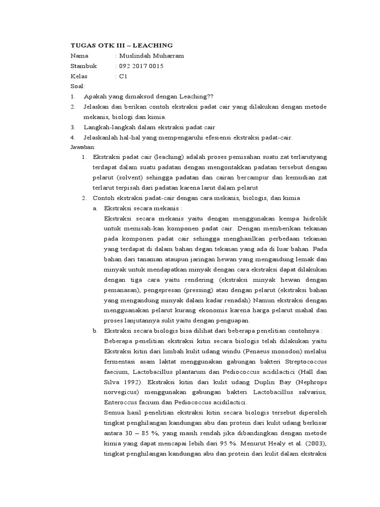 TUGAS OTK III - Leaching MM | PDF