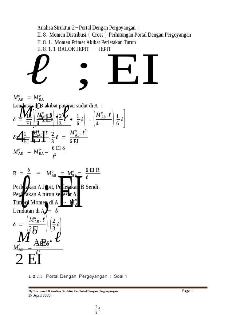 Analisa Struktur 2 - Cross Portal Dengan Pergoyangan | PDF | Metode & Bahan Ajar