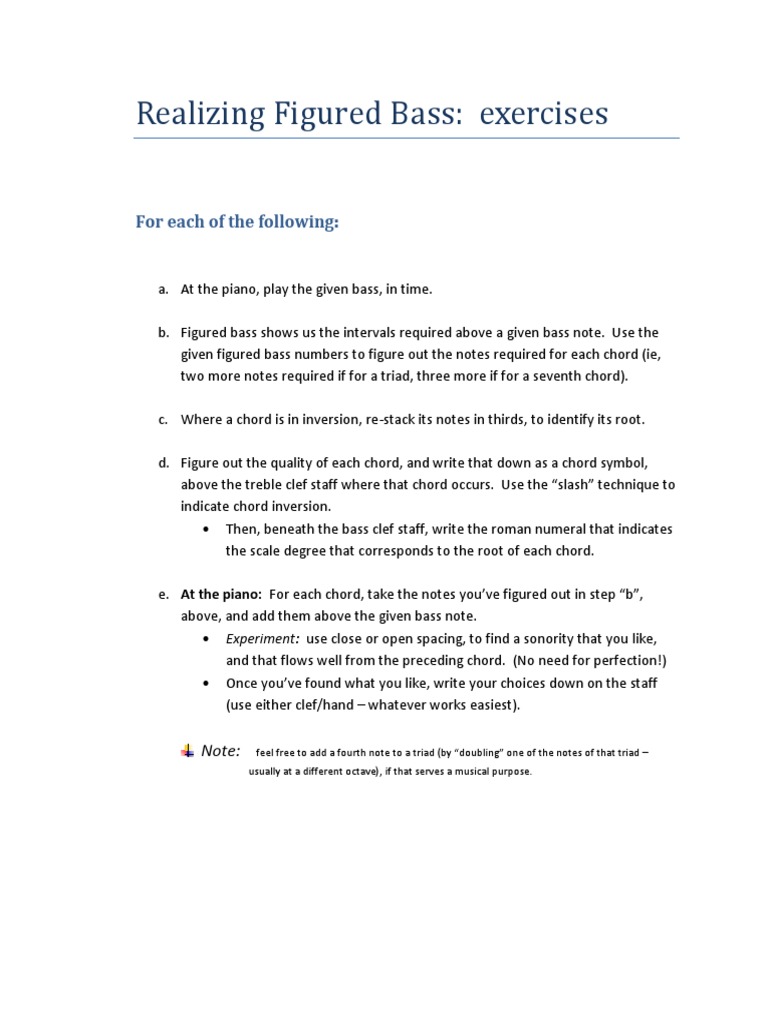 Realizing Figured Bass, Revised - Exercises | PDF