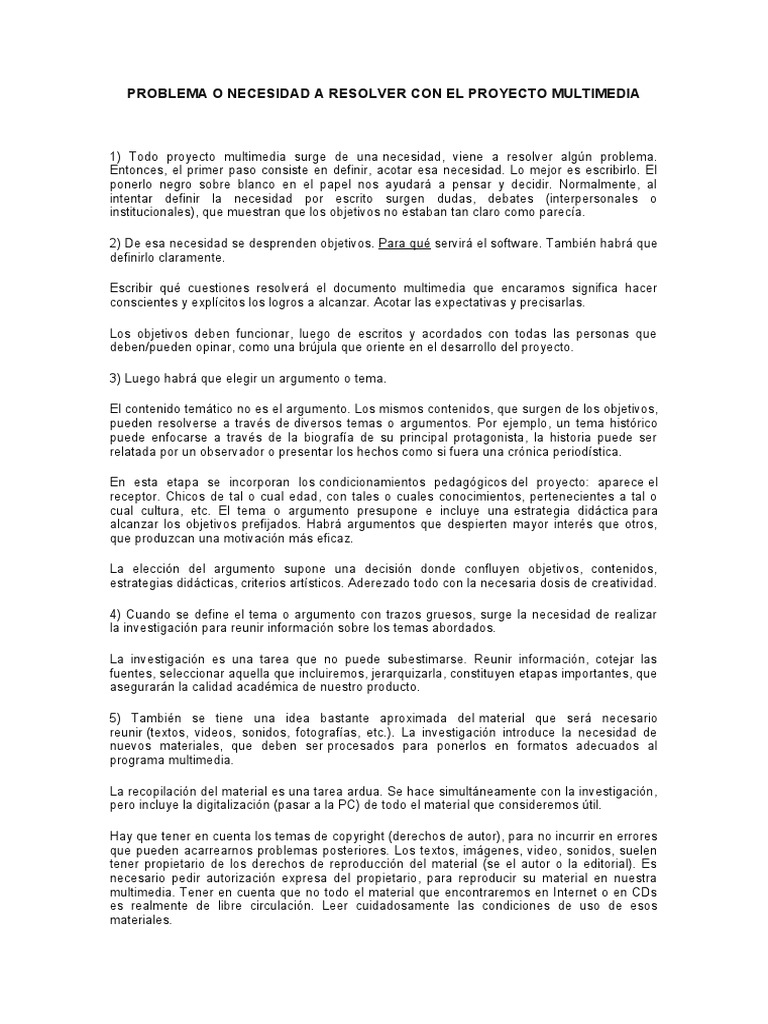 Problema Proyecto Multimedia | PDF | Multimedia | Diseño