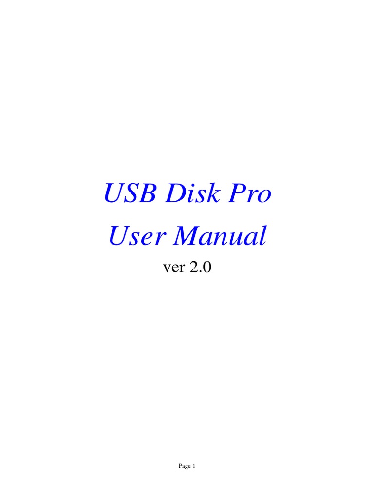 USB Disk Pro User Manual | PDF | Floppy Disk | Usb Flash Drive