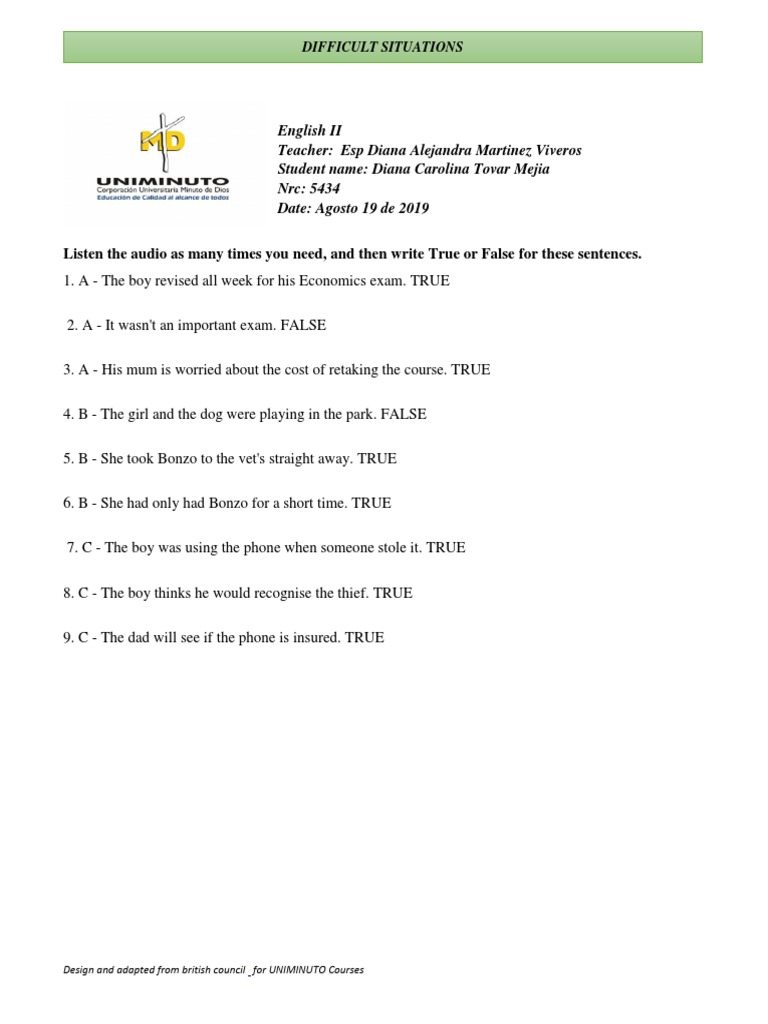 Difficult Situations | PDF