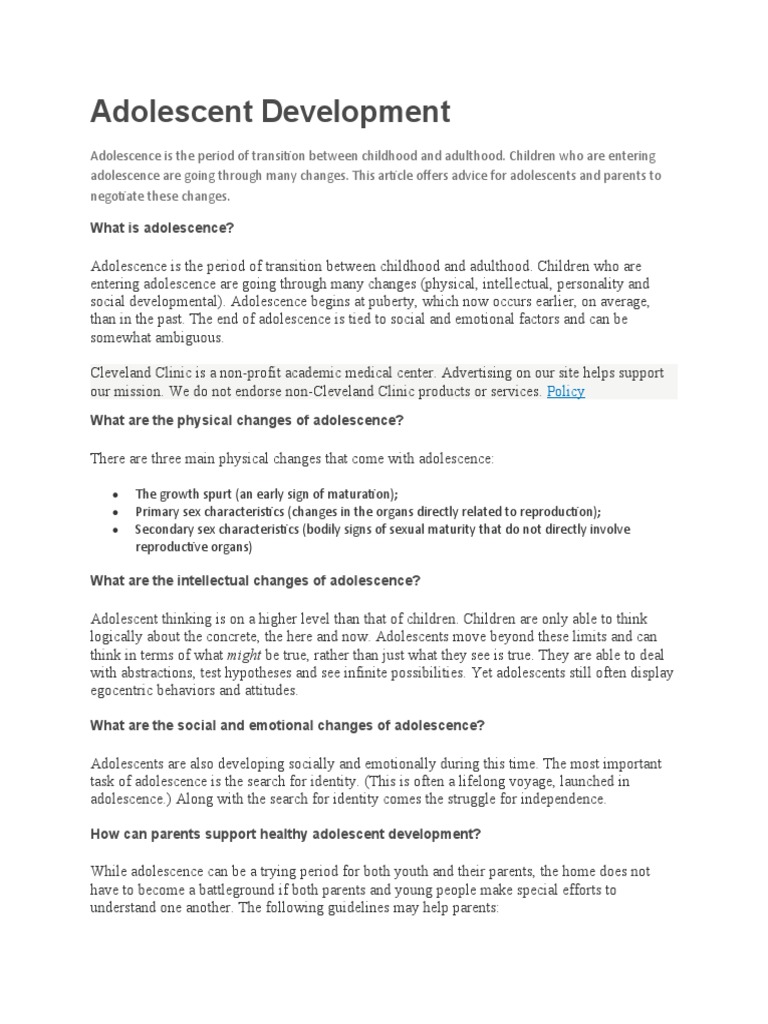 Adolescent Development: What Is Adolescence? | PDF | Puberty | Adolescence