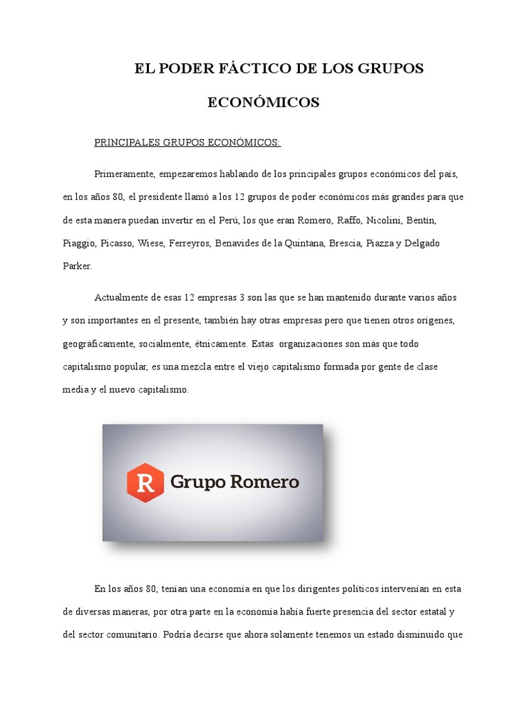 El Poder Fáctico de Los Grupos Económicos | PDF | Estado (política ...