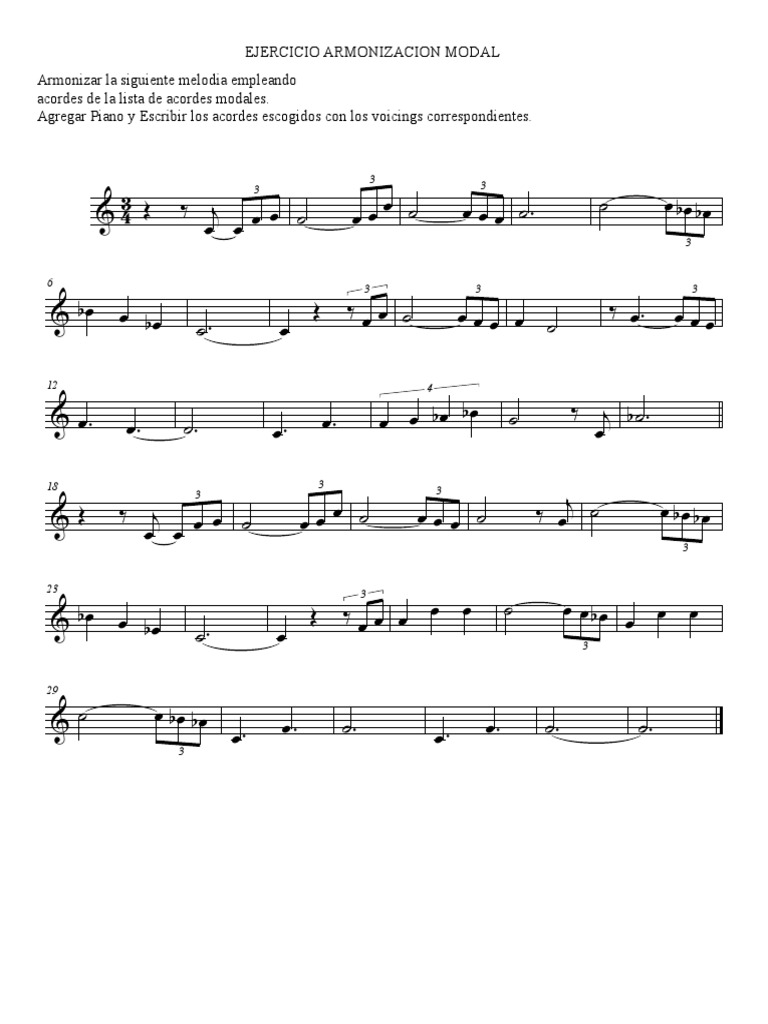 Ejercicio de Armonizacion Modal | PDF | Elementos de la música | Armonía
