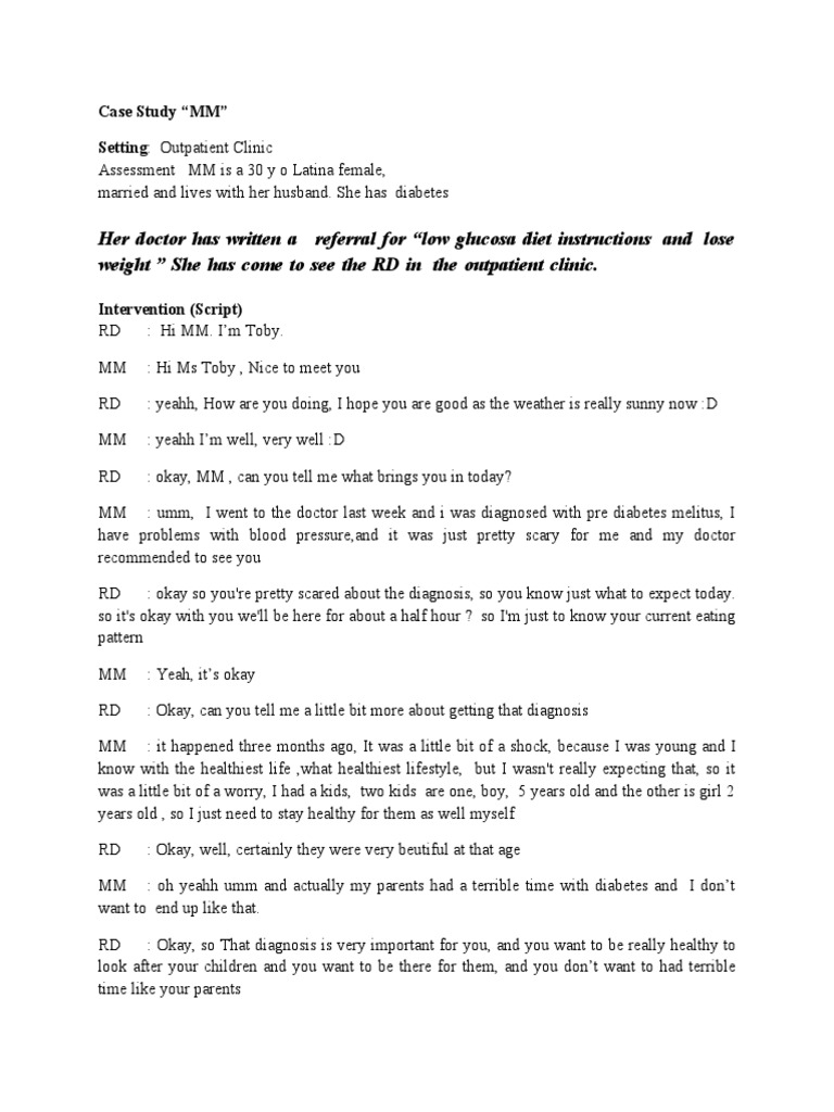 Her Doctor Has Written A Referral For "Low Glucosa Diet Instructions ...