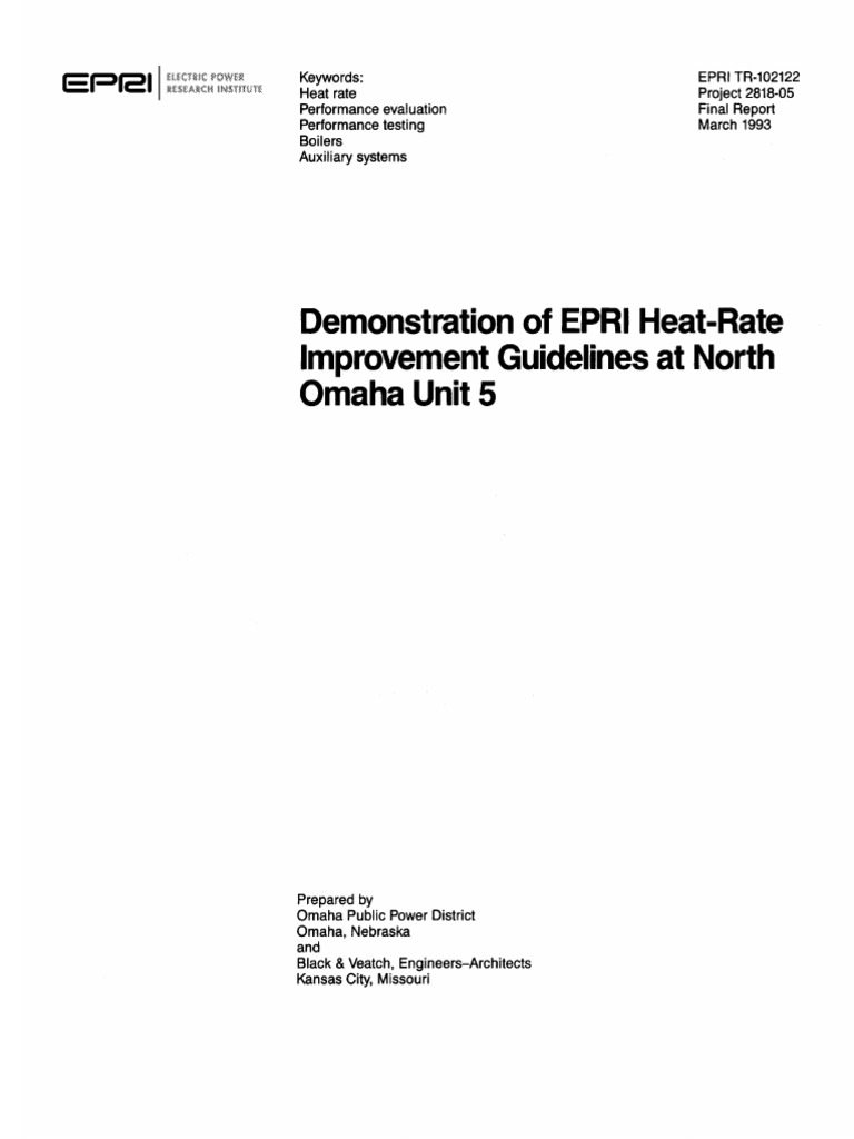 EPRI Demonstration of Heat Rate Improvement Vol 01 | PDF