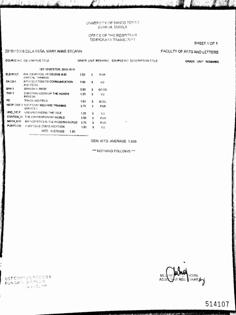 Transcript of Records PDF | PDF
