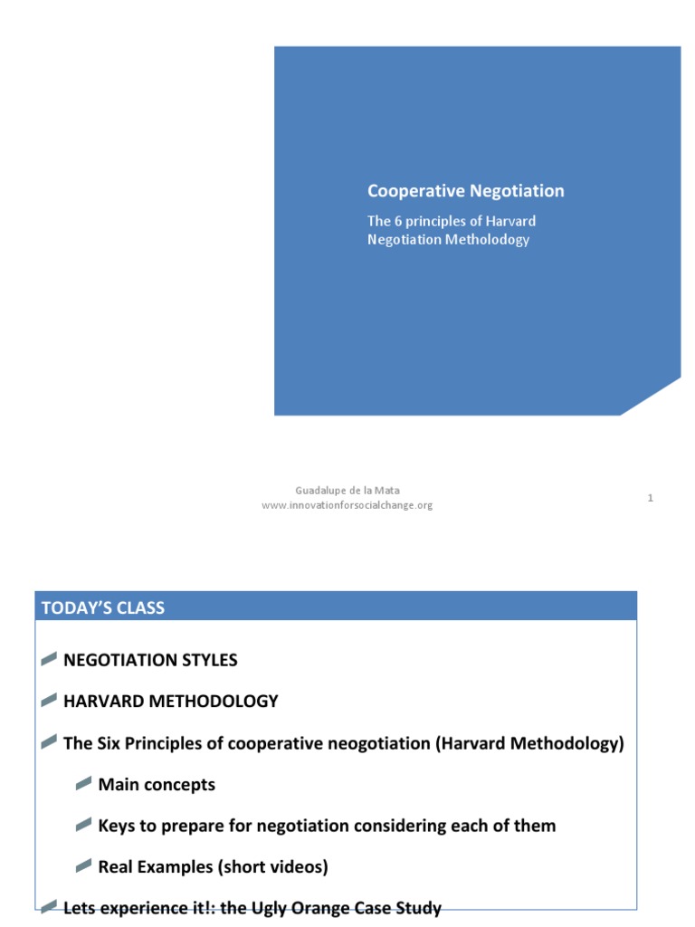 Cooperative Negotiation Harvard PDF | PDF | Negotiation | Psychological ...