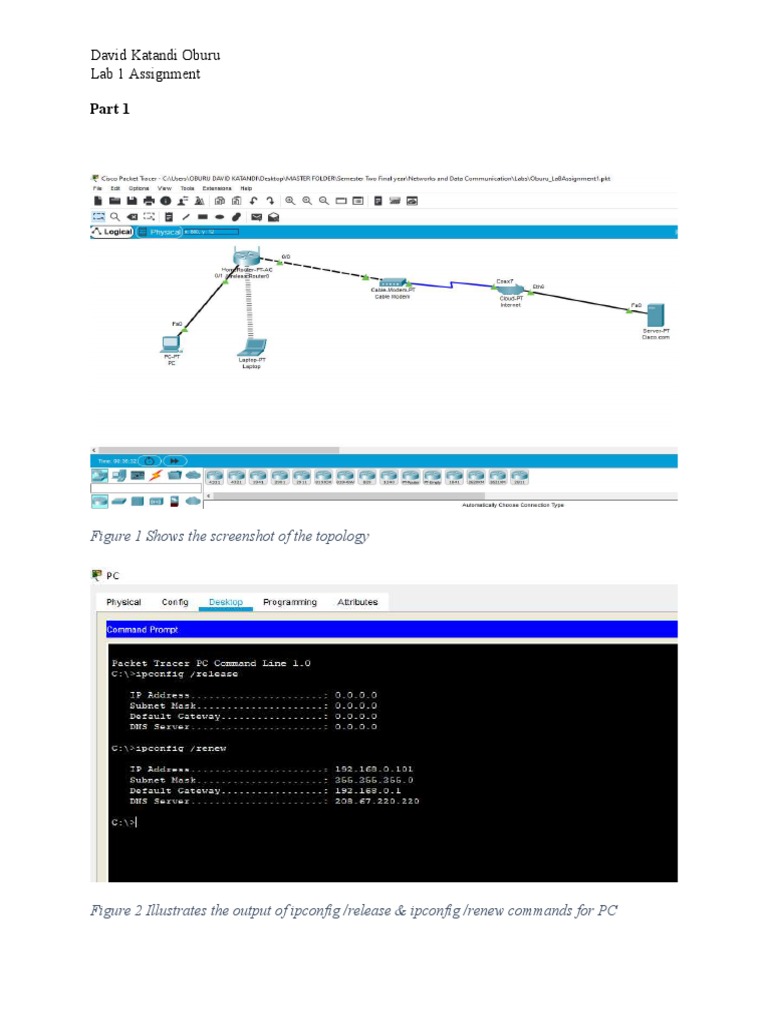 David Katandi Oburu Lab 1 Assignment: Figure 1 Shows The Screenshot of The Topology | PDF | Ip ...