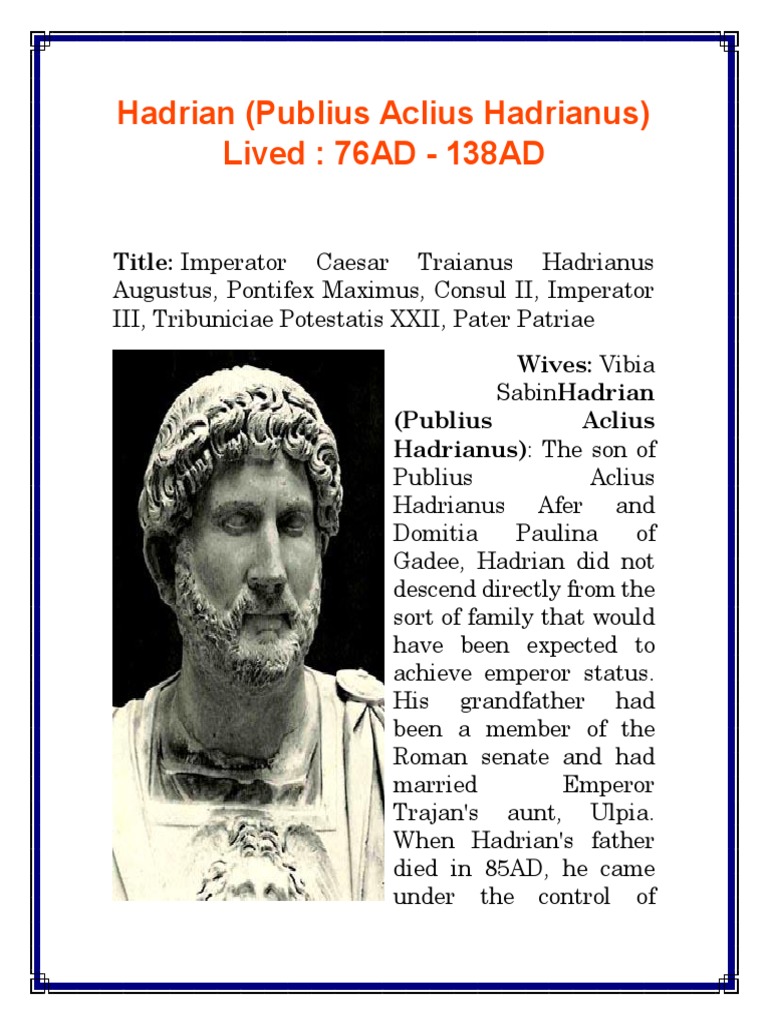 Hadrian: Rise and Reforms of an Emperor | PDF | Classical Civilizations ...