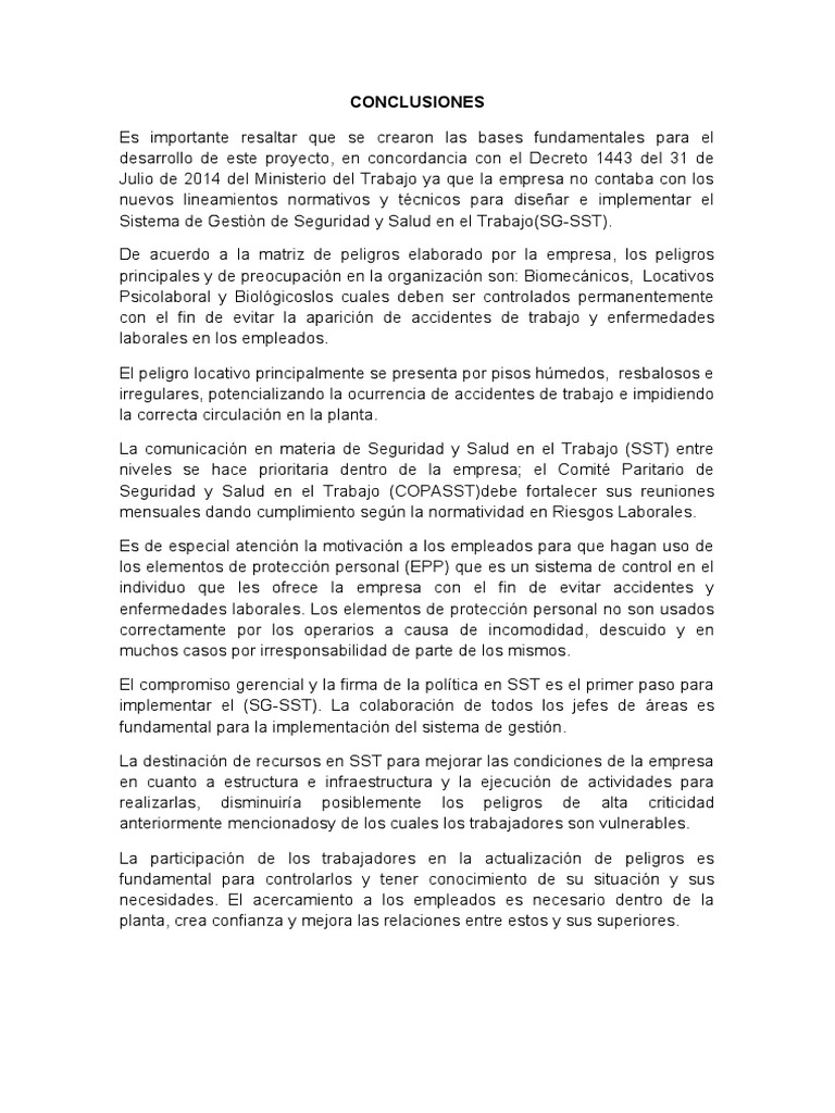 Conclusiones - Estudio Seguridad Industrial | PDF | Economias | Business