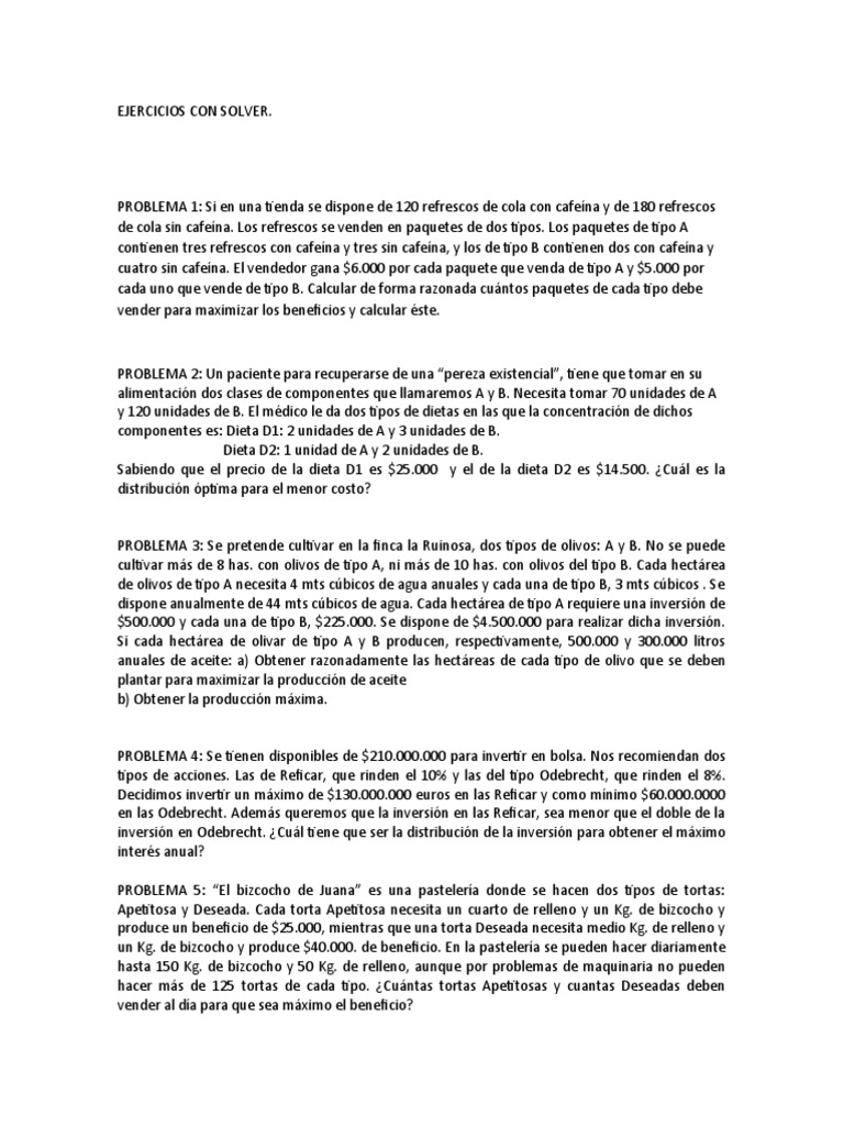 Ejercicios de Solver | PDF | Naturaleza | Business
