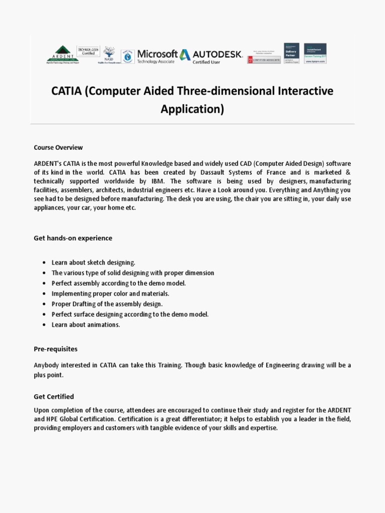 CATIA (Computer Aided Three-Dimensional Interactive Application) | PDF ...