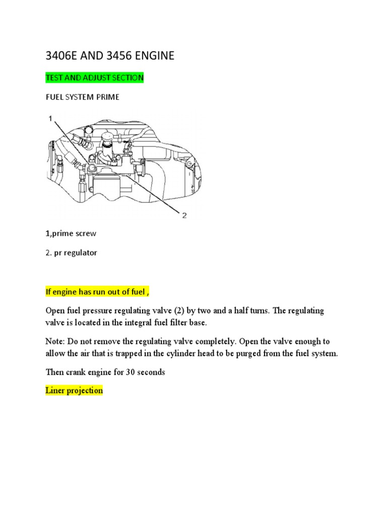 3406E Engine Valve Adjustment Guide | PDF | Valve | Piston