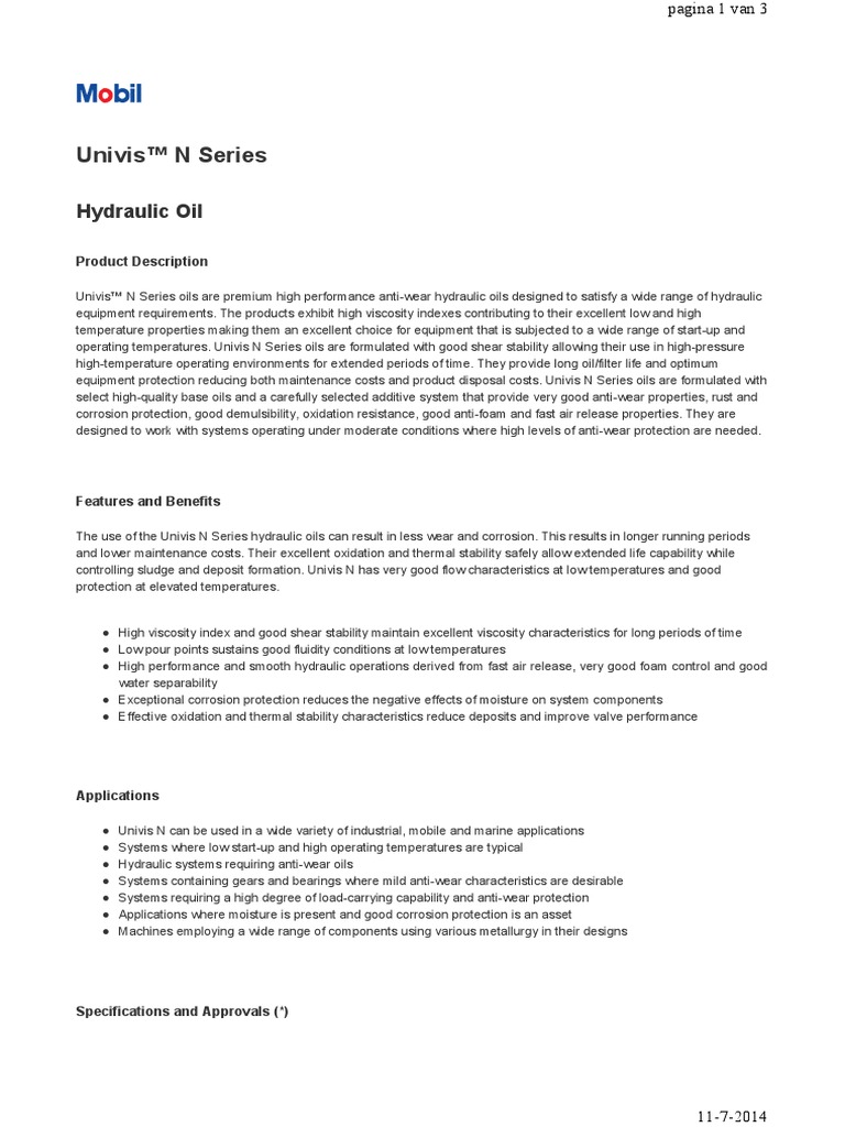 Mobil Univis N68 Datasheet | PDF | Exxon Mobil | Corrosion