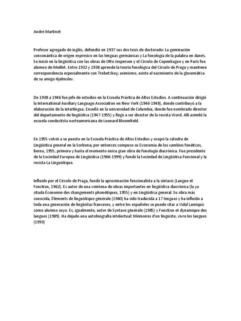 André Martinet, Biografía | PDF