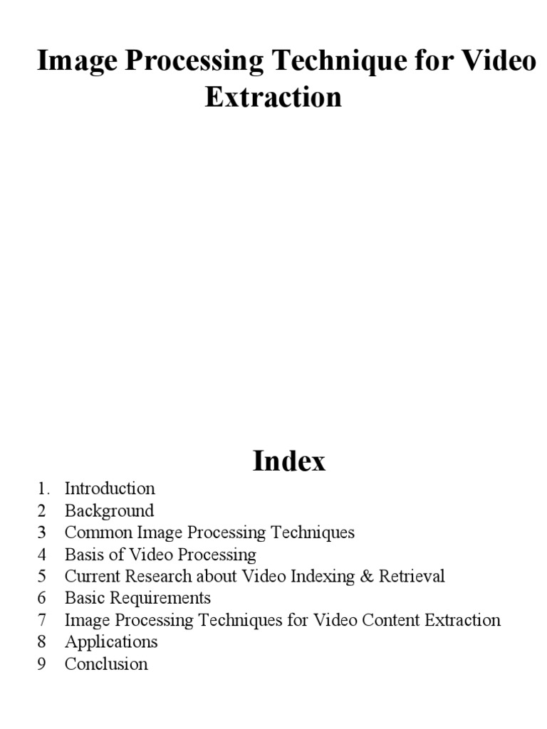 Video Processing Techniques Overview | PDF