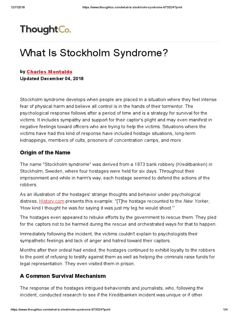 Understanding Stockholm Syndrome: An In-Depth Exploration of the ...