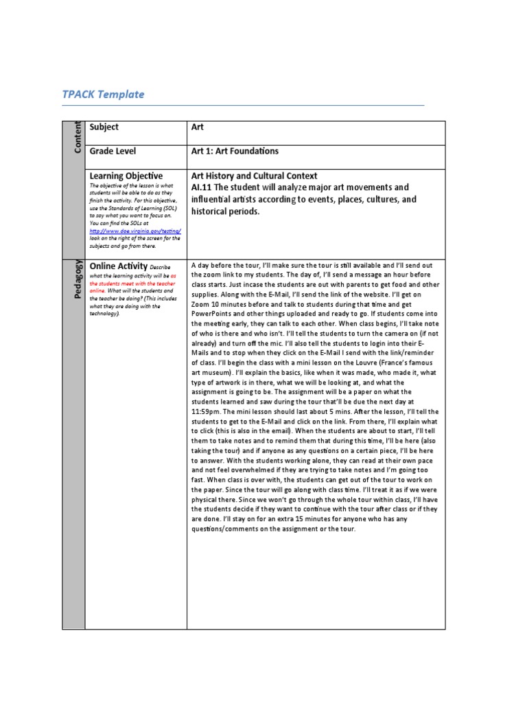 TPACK Template | PDF | Learning | Behavior Modification