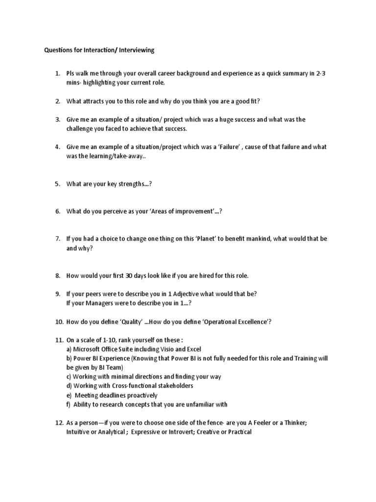 Questions For Interaction | PDF