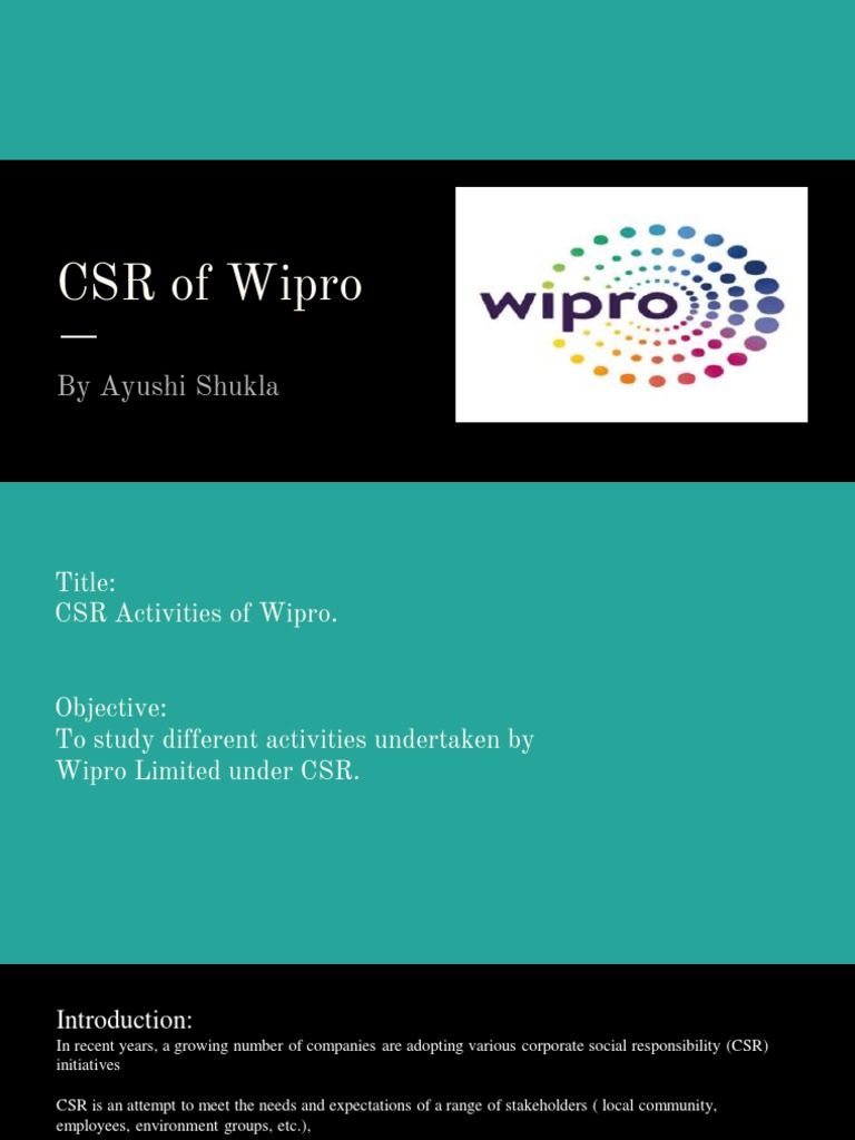CSR of Wipro: by Ayushi Shukla | PDF | Corporate Social Responsibility ...