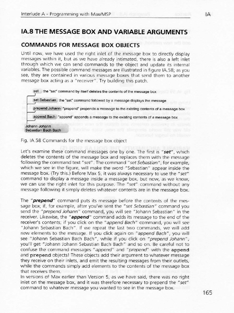 Ia.8 The Message Box and Variable Arguments: Commands For Message Objects | PDF | Computing And ...