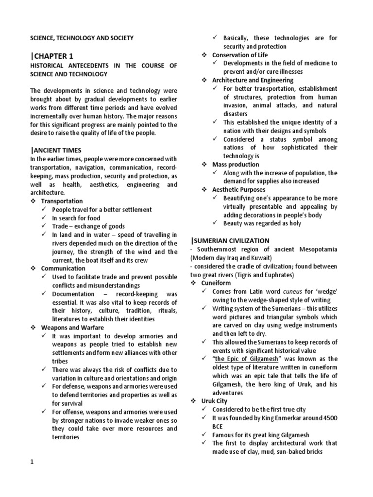 Chapter 1: - Ancient Times | PDF | Sumer | Ancient Egypt