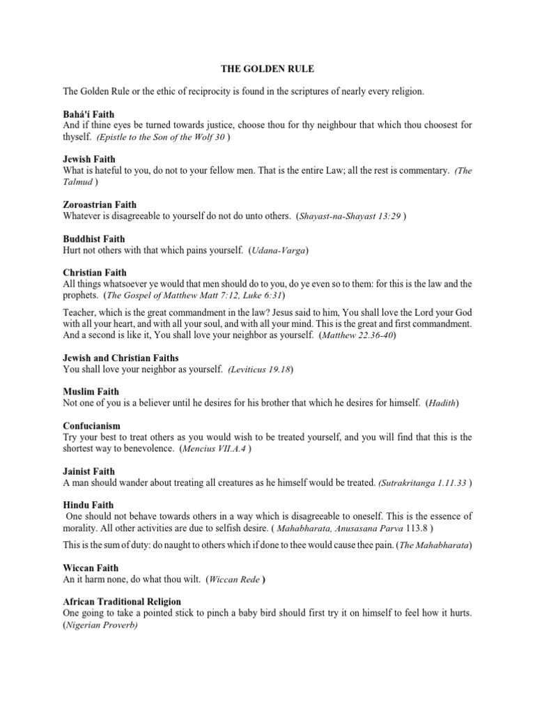 Golden Rule | PDF | Golden Rule | Religious Faiths