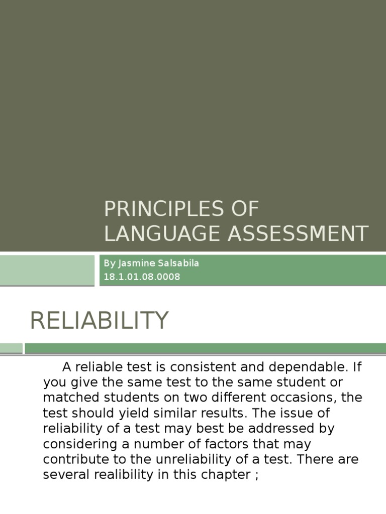 Language Assessment Principles | PDF | Validity (Statistics ...