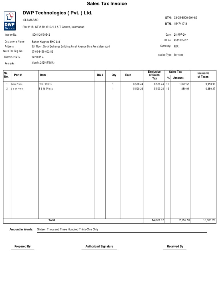Tax Invoice ISD 00342 | PDF | Payments | Taxes